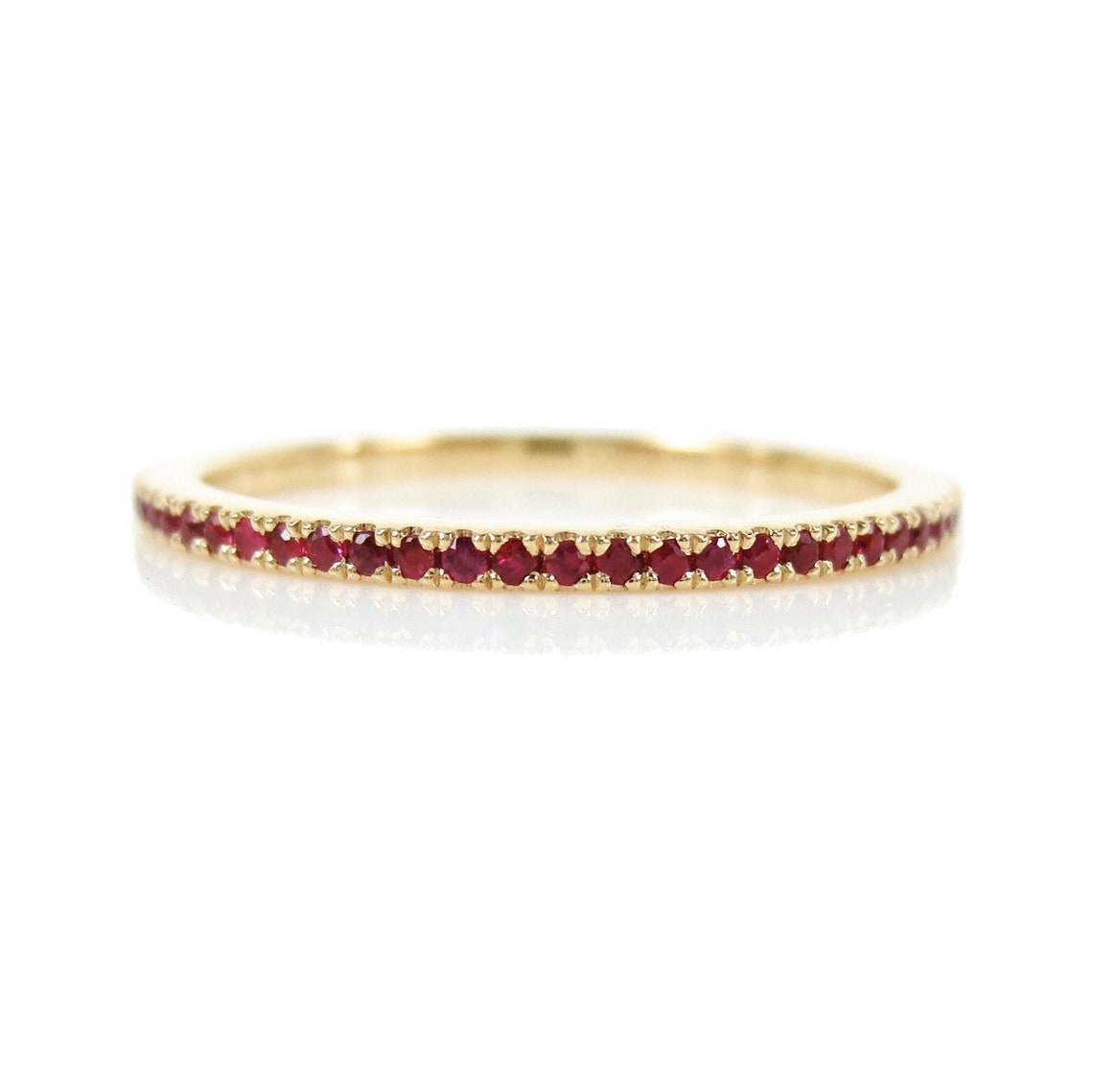 Micro Pave Ruby 18k Yellow Gold Eternity Band | Etsy