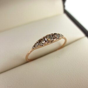 Seven-stone Graduated Champagne Diamond Ring 14K/ 18K Rose - Etsy UK