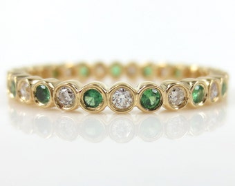 2.2mm Bezel Set Diamond & Ruby Eternity Band in 18K Rose Gold | Etsy