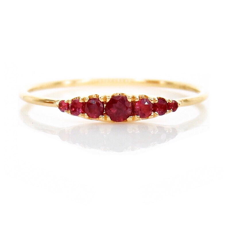 Seven-stones Graduated Ruby Ring in 18K Yellow Gold Wedding - Etsy