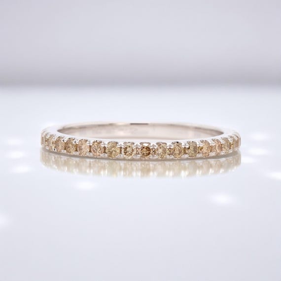 1.7mm Champagne Diamond Eternity Band Champagne Diamond Wedding Band Brown Diamond Eternity Ring 18K Gold Rings