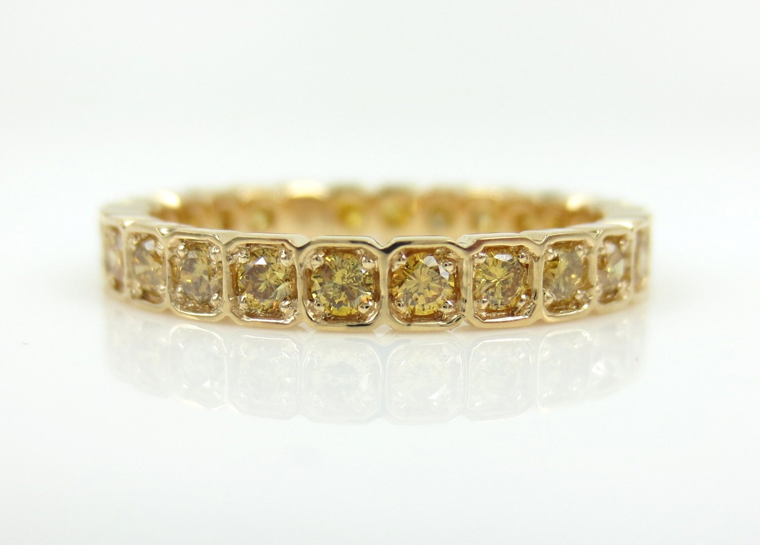 2.8mm Square Bezel Box Round Natural Yellow Diamond Eternity - Etsy