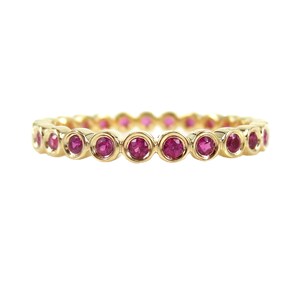 2.2mm Bezel Set Round Ruby Eternity Band in 18K Yellow Gold Stacking ...
