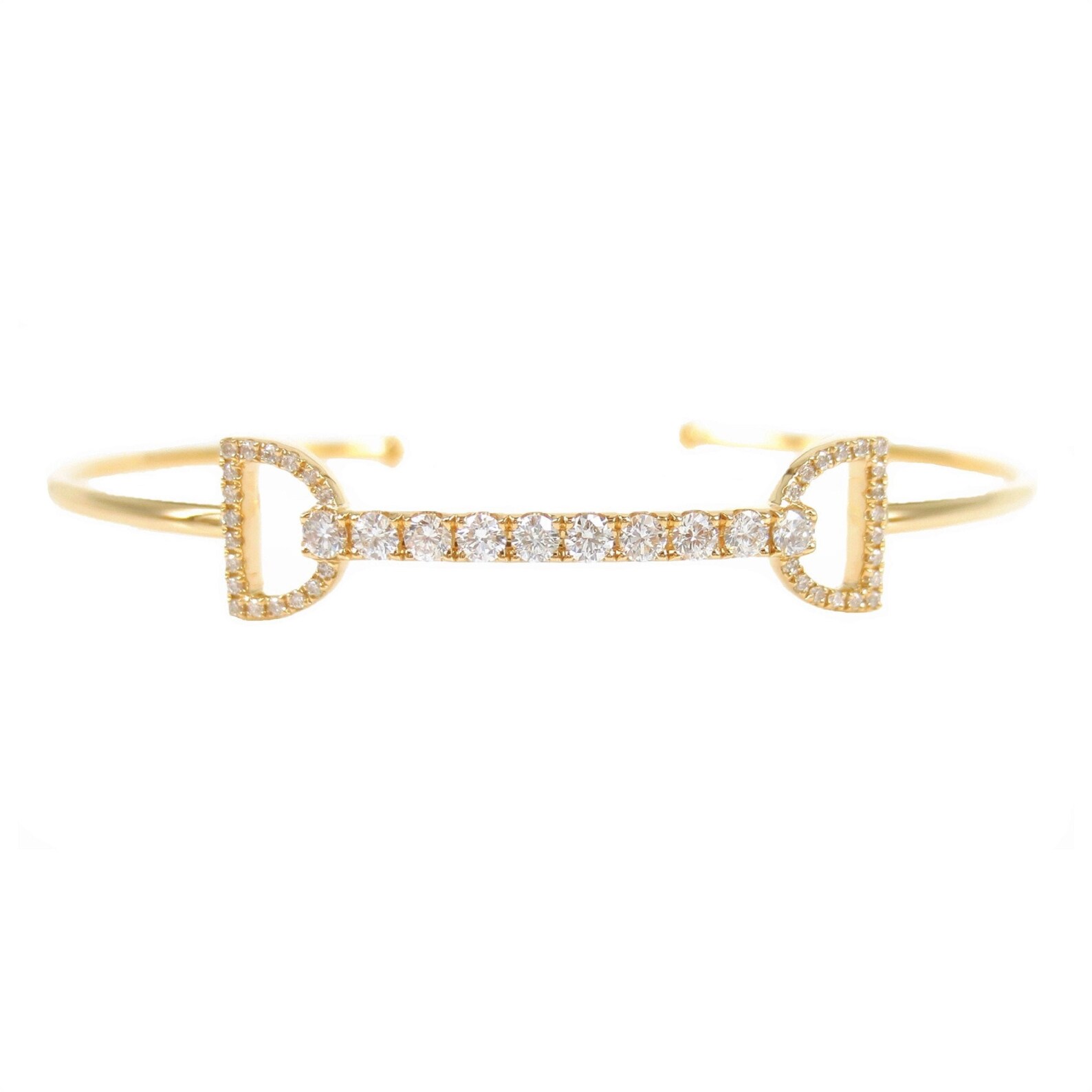 Flexible Diamond Open Bangle 18K Yellow Gold - Etsy