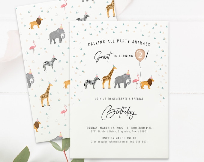 Printable Zoo Animal Invitation Template for Birthday, Party, or Shower ...