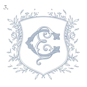 Sketched Monogram Crests, Wedding Crest Monograms, Digital Crest Design ...