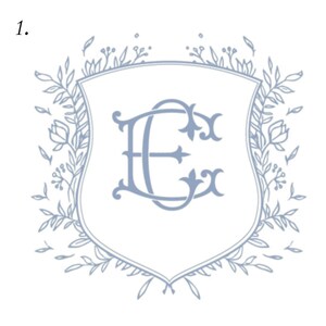 Sketched Monogram Crests, Wedding Crest Monograms, Digital Crest Design ...