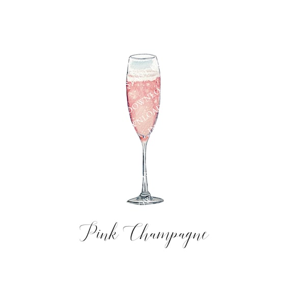 Pink Champagne Digital Image Digital Download. JPG, PNG for Wedding Bar ...