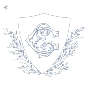 Sketched Monogram Crests, Wedding Crest Monograms, Digital Crest Design ...