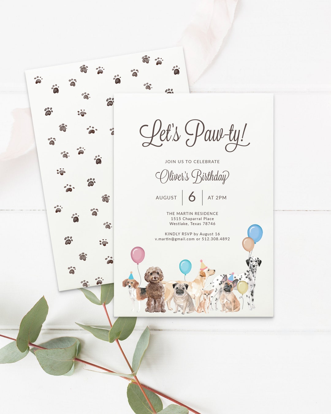 Printable Dog Party Invitation Template for Birthday, Party, or Shower ...