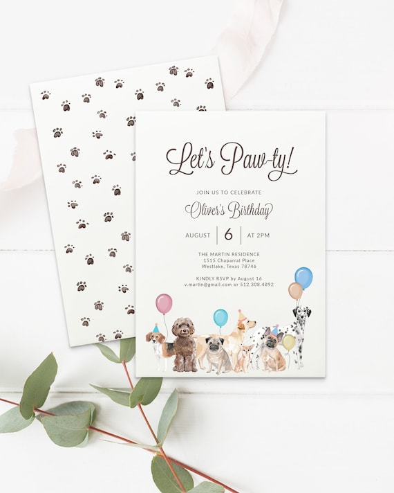 Printable Dog Party Invitation Template for Birthday Party - Etsy