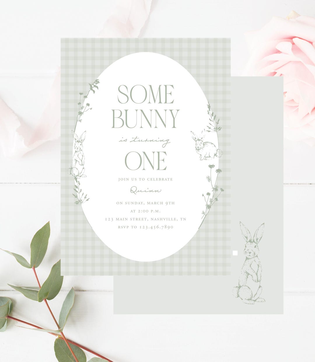 Bunny Birthday Invitation Template. Some Bunny is Turning One Invite ...