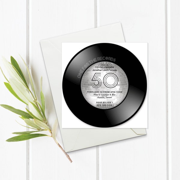 Record Invitation - Etsy