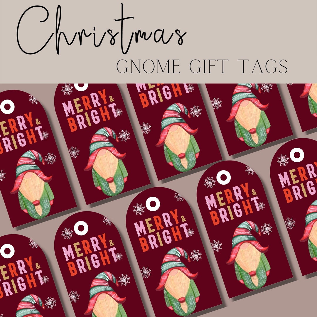 Christmas Gift Tag, Gnomes, Printable Gift Tag, Christmas Gnomes ...
