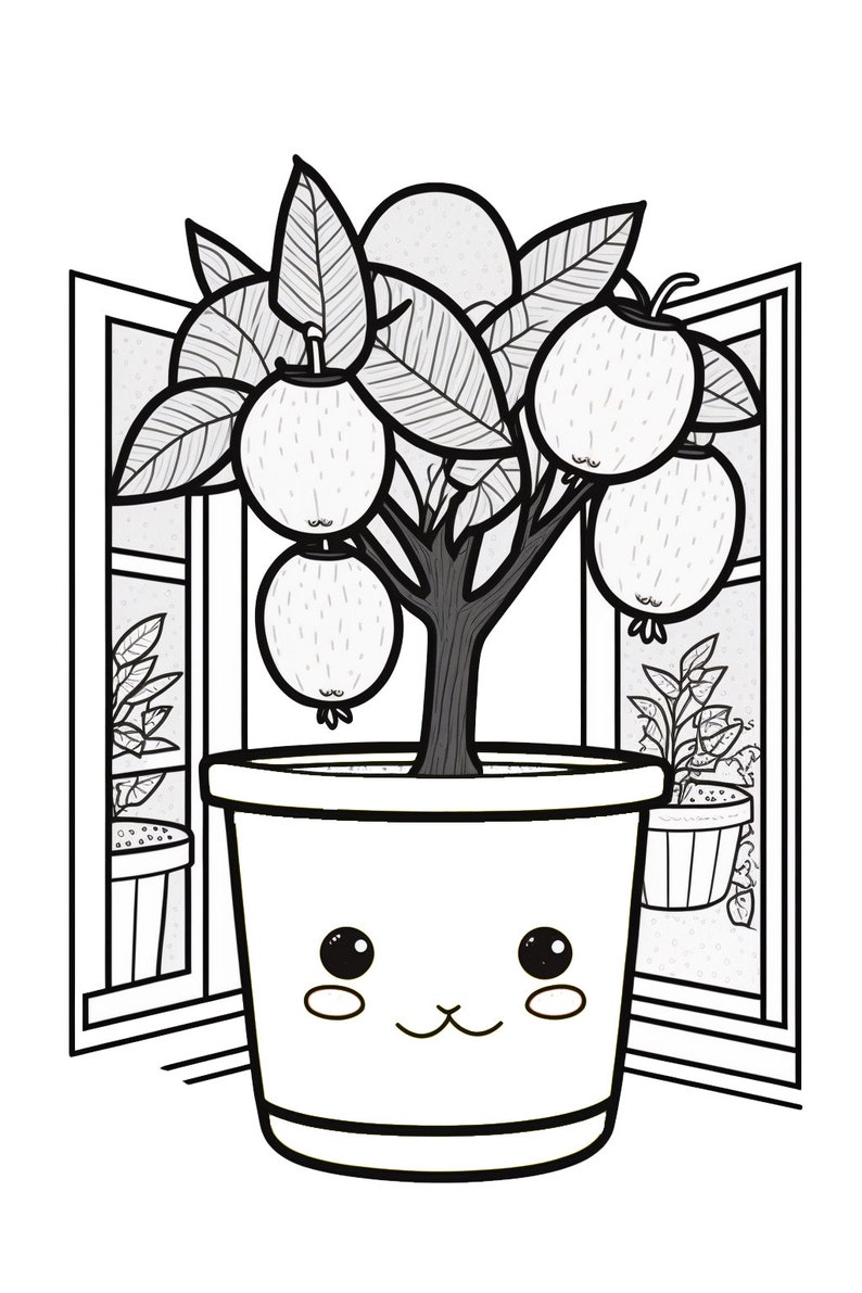10 Kawaii Anime Cute Fruit and Vegetable Coloring Pages. Instant ...