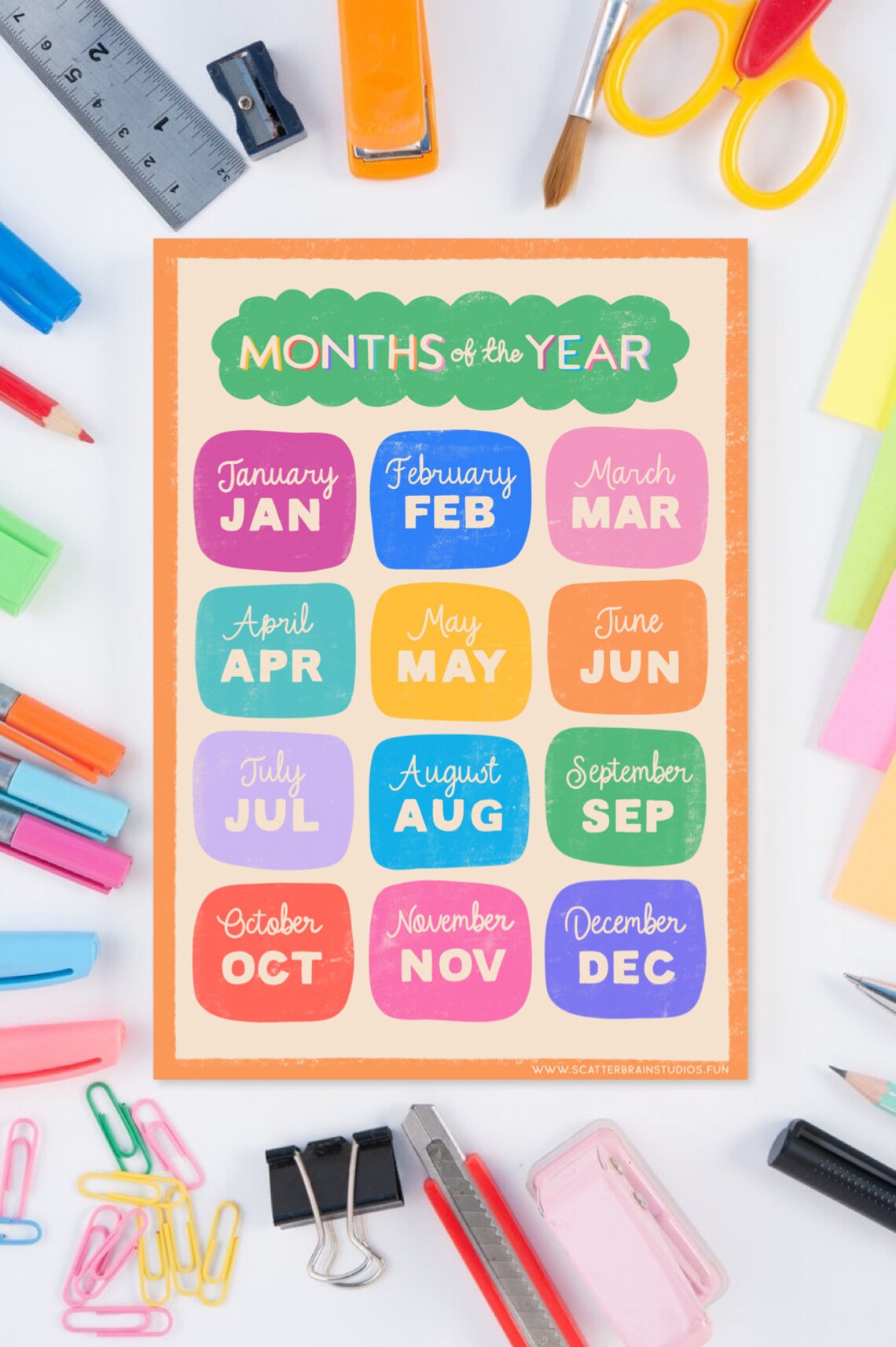 Months of the Year Classroom Poster Printable Colorful - Etsy