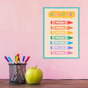 Colors Classroom Poster: Crayon Theme, Educational Art (digital ...