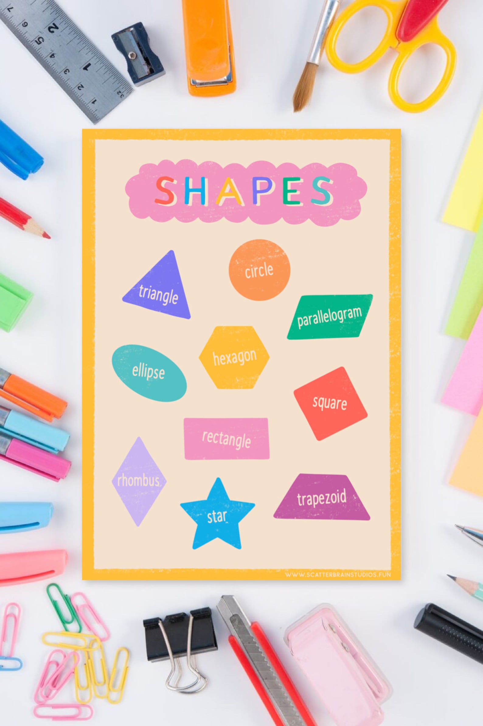Printable Shapes Classroom Poster: Colorful Kids Educational Art ...