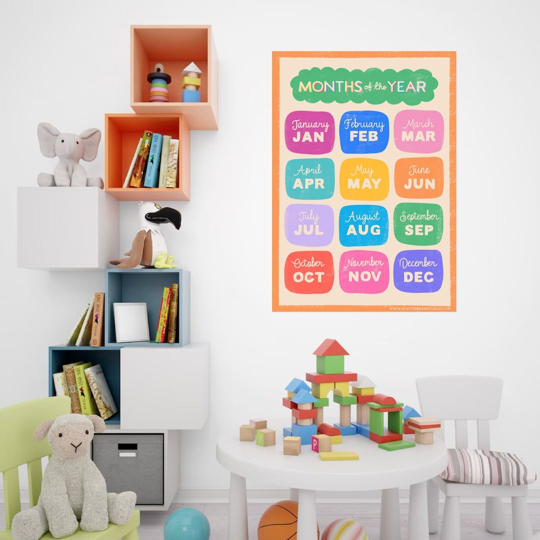 Months of the Year Classroom Poster - Printable Colorful Educational ...