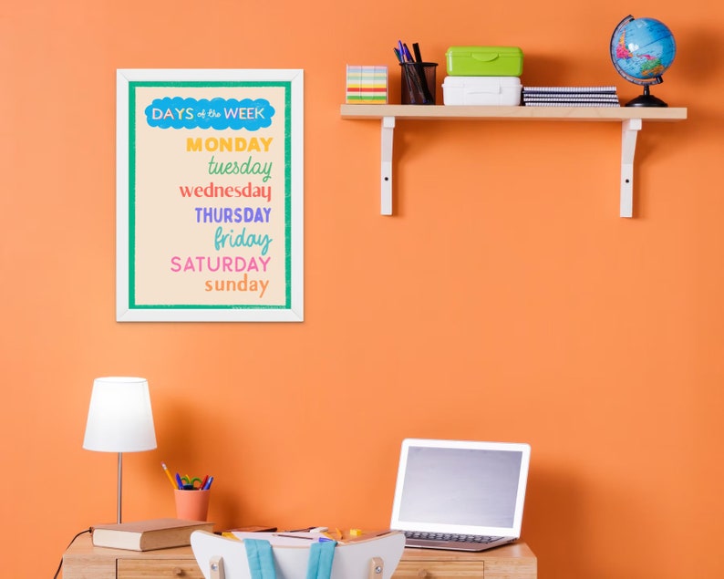 Days of the Week Classroom Poster - Printable Colorful Educational ...