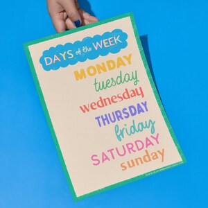 Days of the Week Classroom Poster - Printable Colorful Educational ...