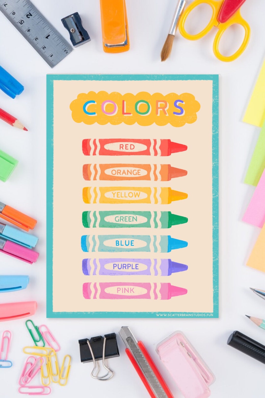 Colors Classroom Poster: Crayon Theme, Educational Art (digital ...