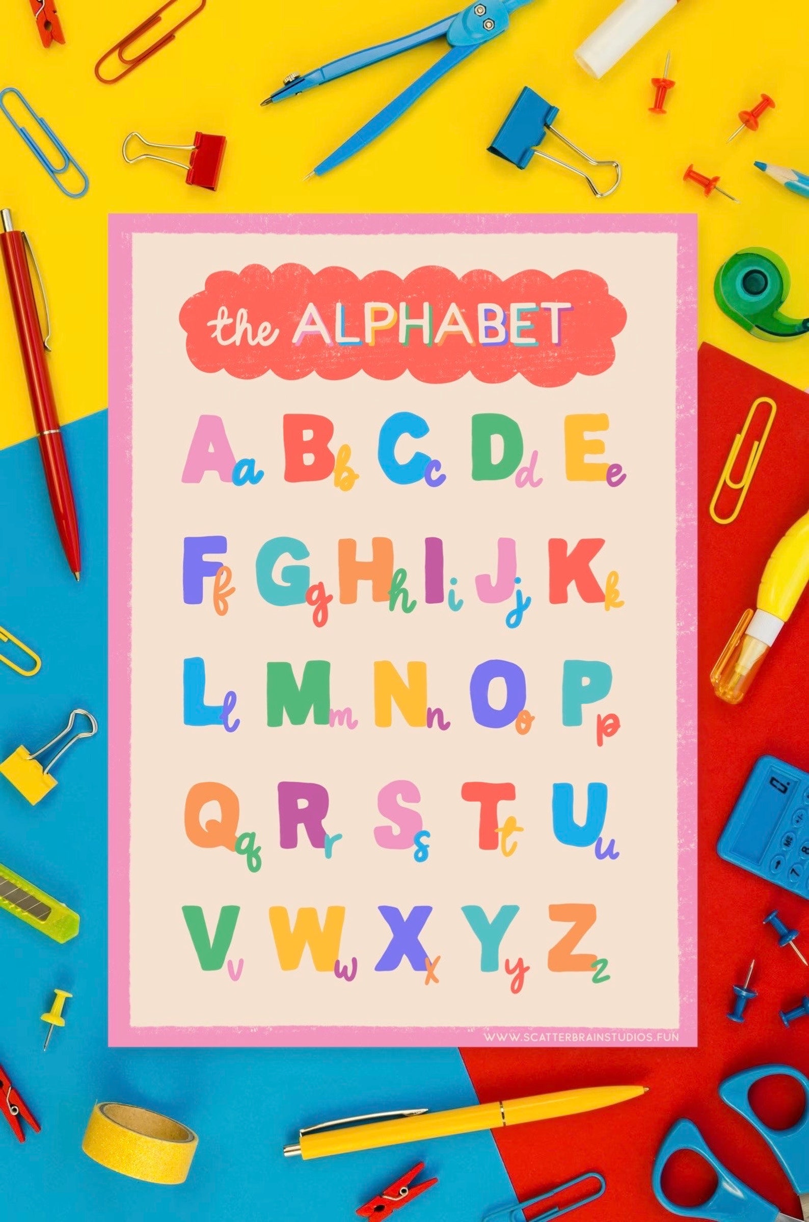Printable Alphabet Classroom Poster - Colorful Abcs for Elementary ...