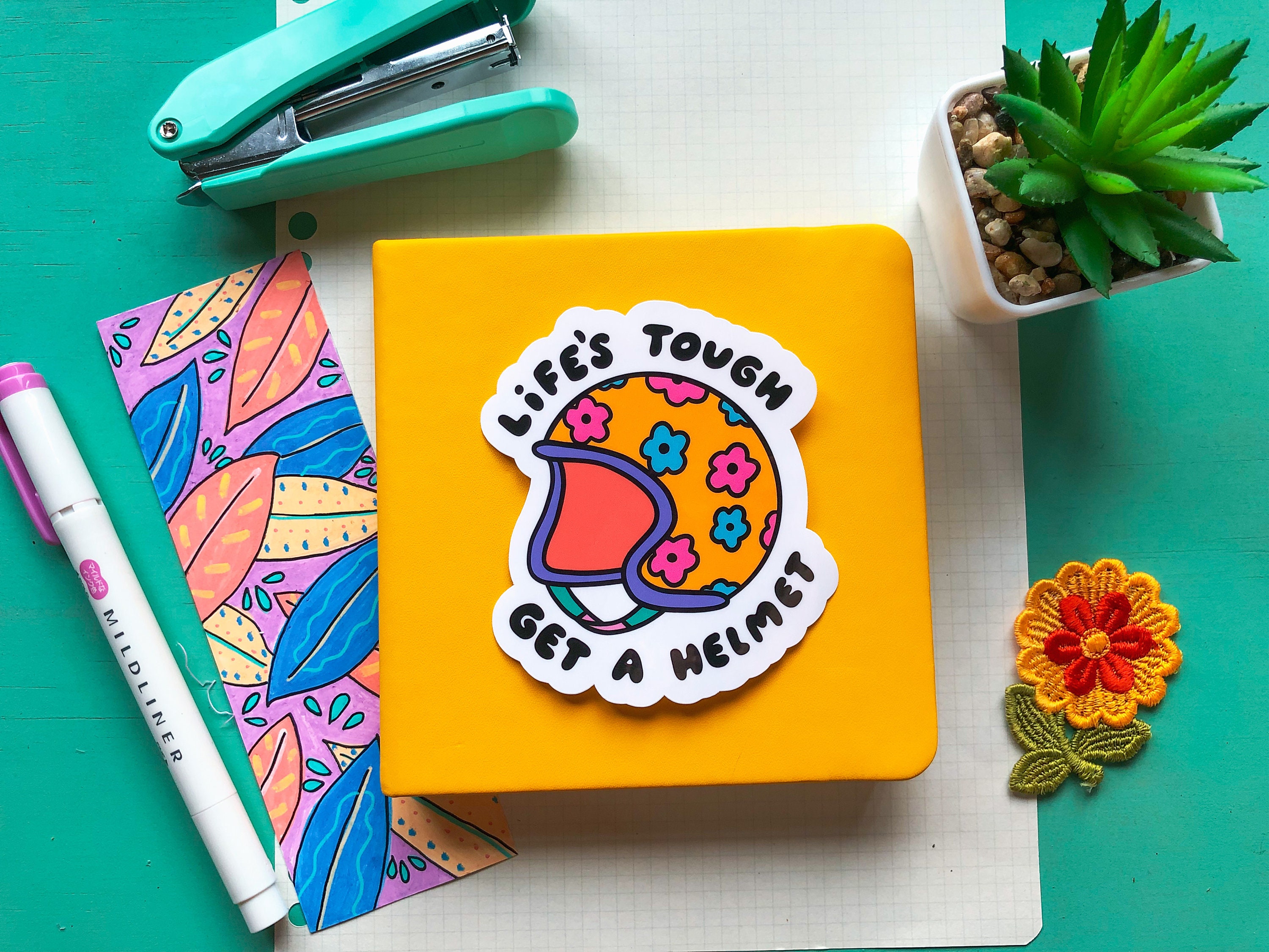 Life’s Tough, Get A Helmet Vinyl Sticker - Sparkly, Glossy Weatherproof ...