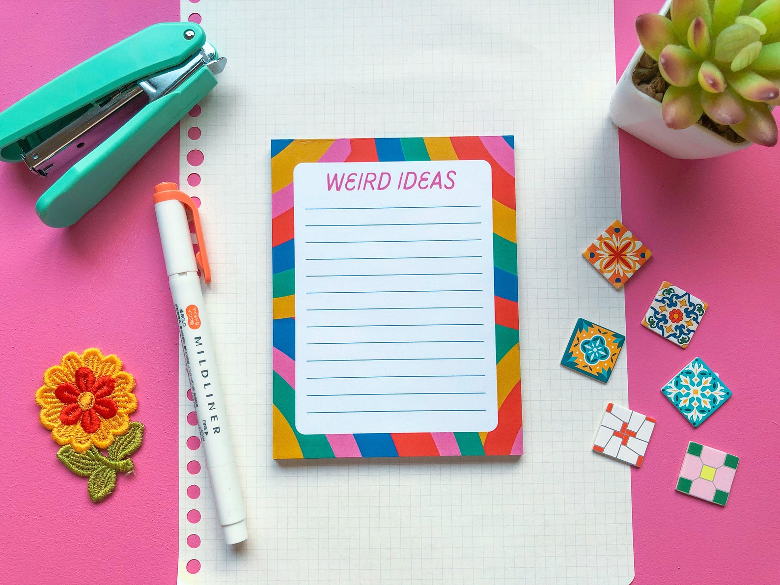 Weird Ideas Notepad - Bright Rainbow Tear-off Notes - Colorful Handmade ...