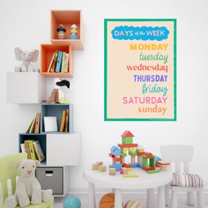 Days of the Week Classroom Poster - Printable Colorful Educational ...