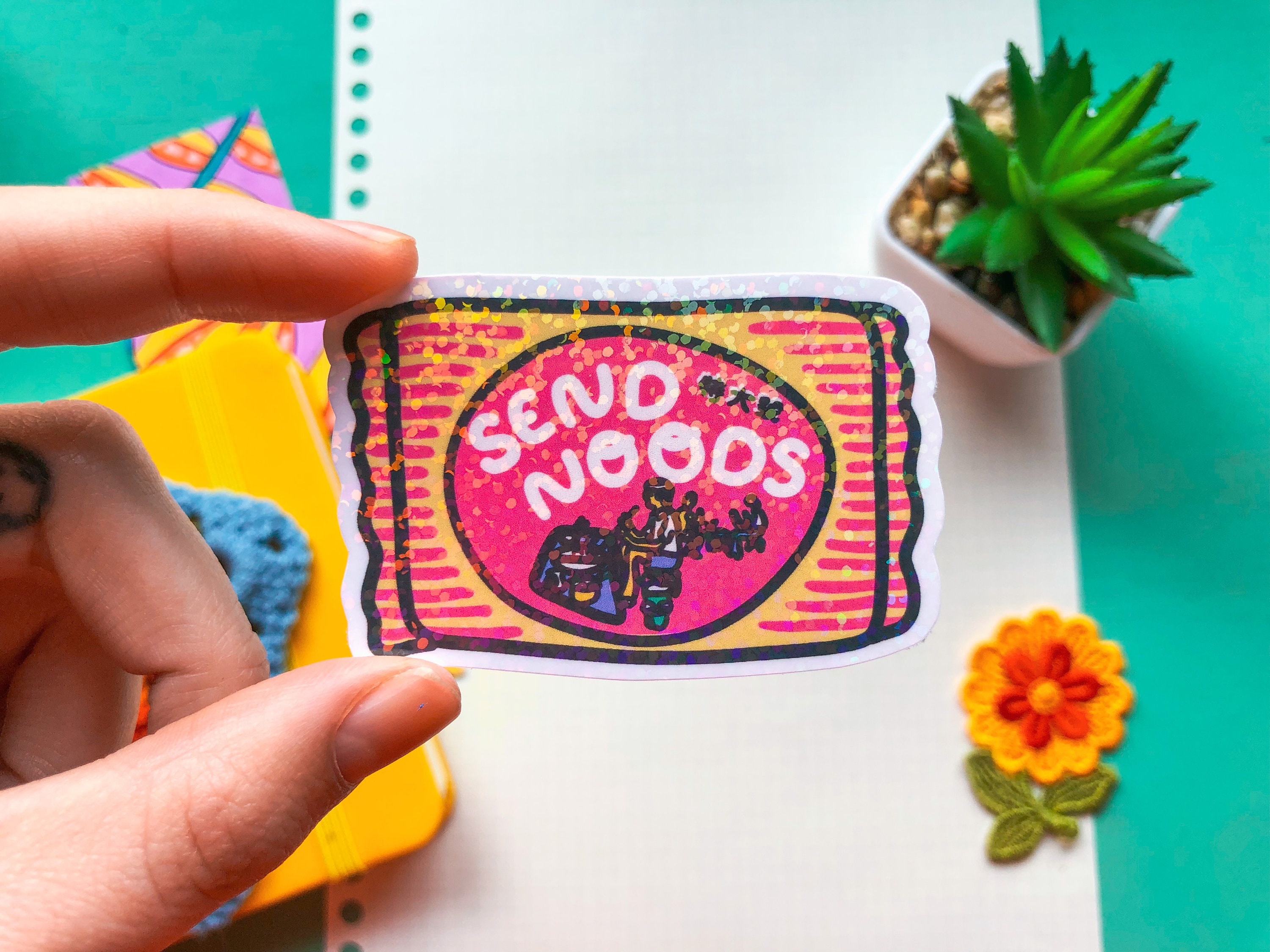 Send Noods Vinyl Sticker Funny Instant Ramen Noodles Glittery ...
