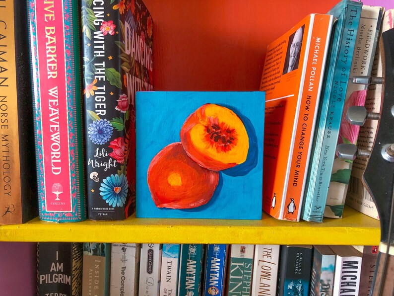 Bright Peaches Original Still Life Painting - Colorful Maximalist Wall ...
