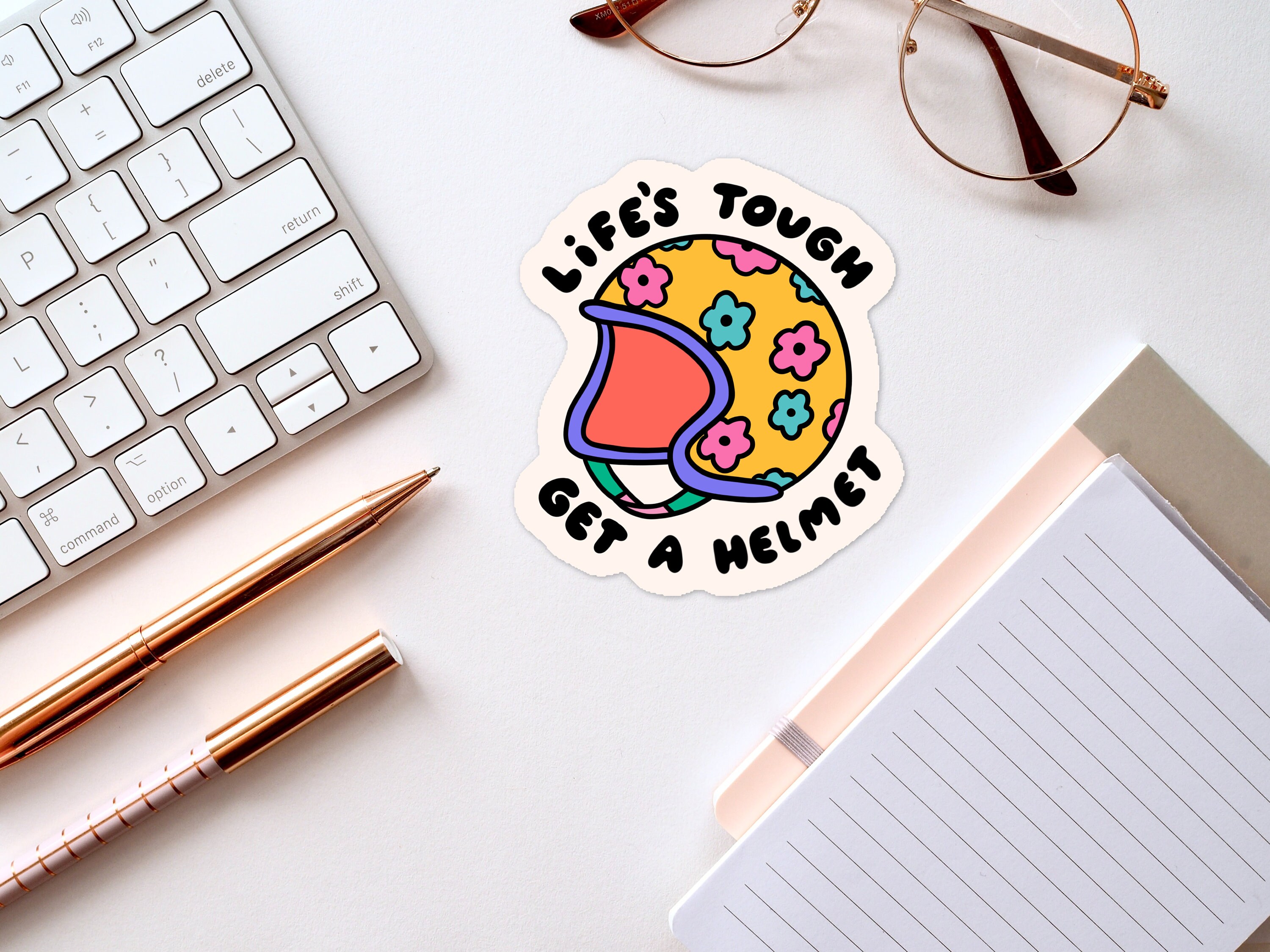 Life’s Tough, Get A Helmet Vinyl Sticker - Sparkly, Glossy Weatherproof ...