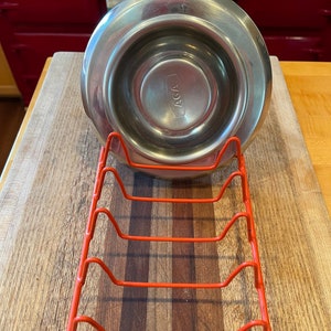 Vintage Orange Storage Rack, Kitchen, Rubber Coating Over Steel, Pan ...