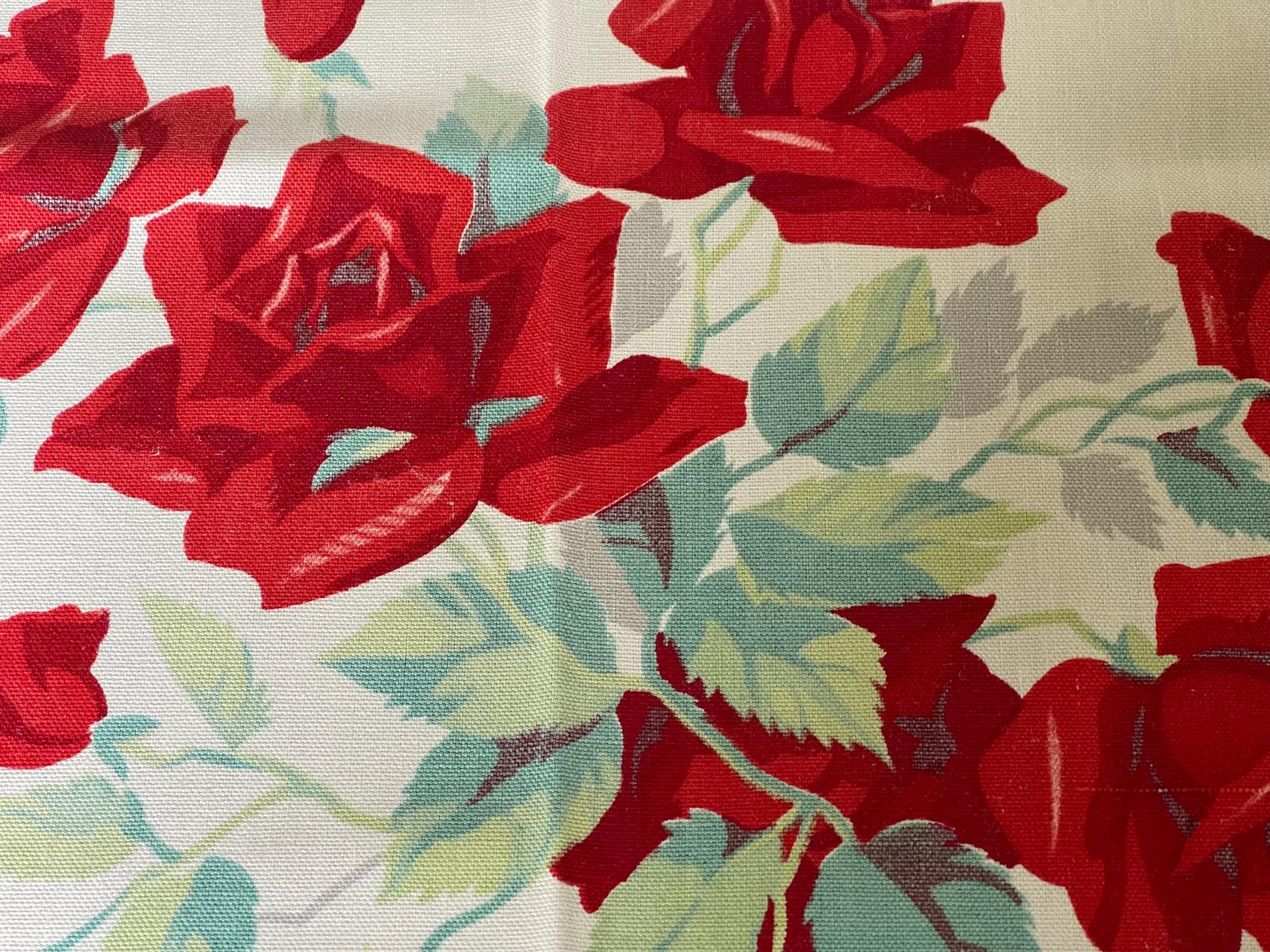 Vintage Tablecloth, Older 1940s, Wilendur Red Royal Rose, Wilendure - Etsy