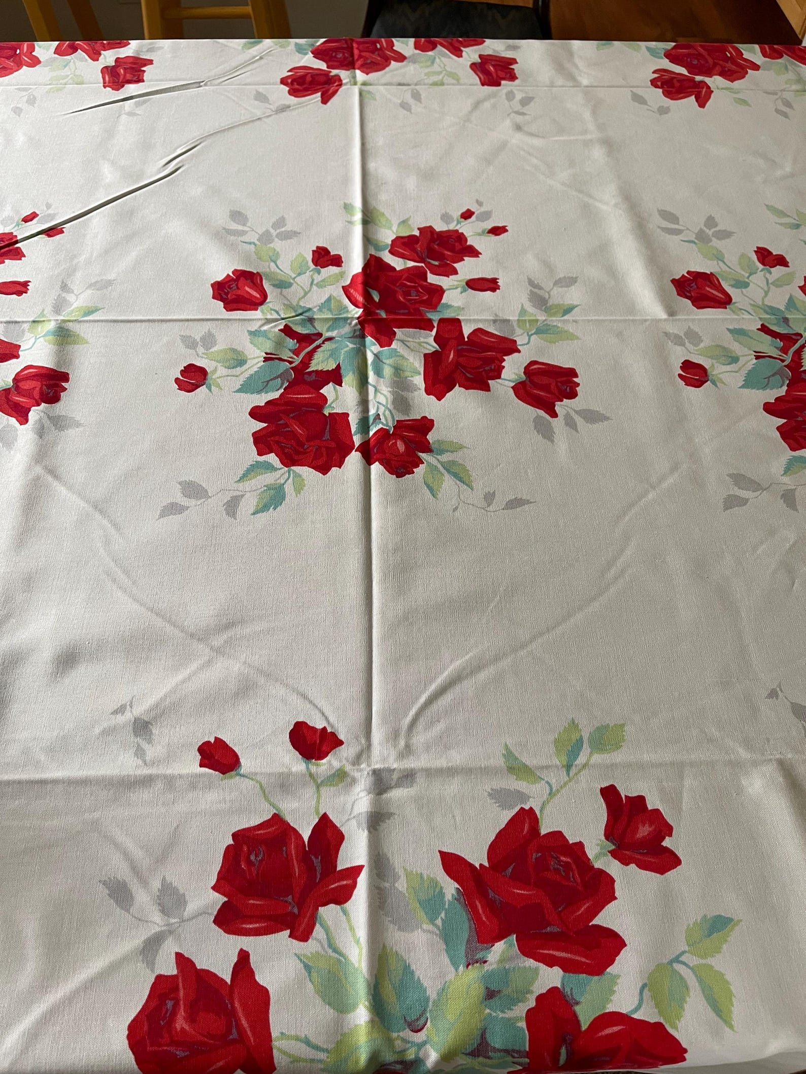 Vintage Tablecloth, Older 1940s, Wilendur Red Royal Rose, Wilendure - Etsy