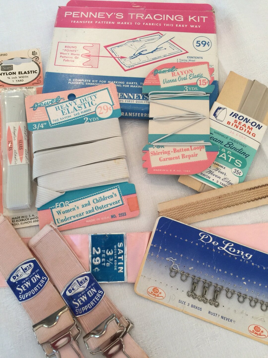 Vintage Sewing Items Collection, Pink and Blue, Sweet! 10 Pieces ...
