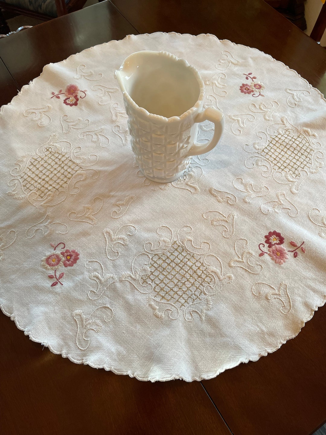 Vintage Table Centerpiece or Small Cloth, Doily Mat, Two Shades of Pink ...
