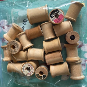 Empty Wood Sewing Thread Spools, Sorted by Size and Style, Crafts ...