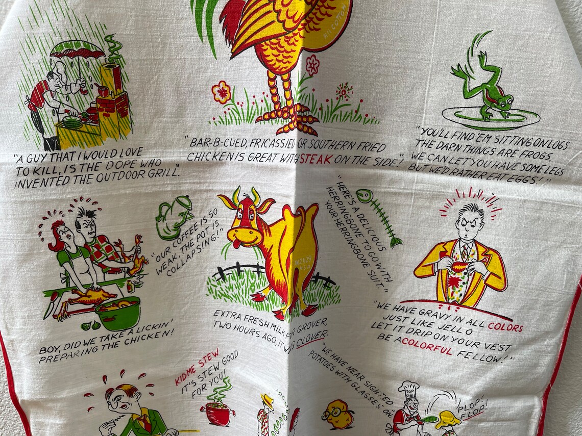 Vintage BBQ Apron Chef, Jokes, Rooster, Camping Farm Ranch Backyard ...
