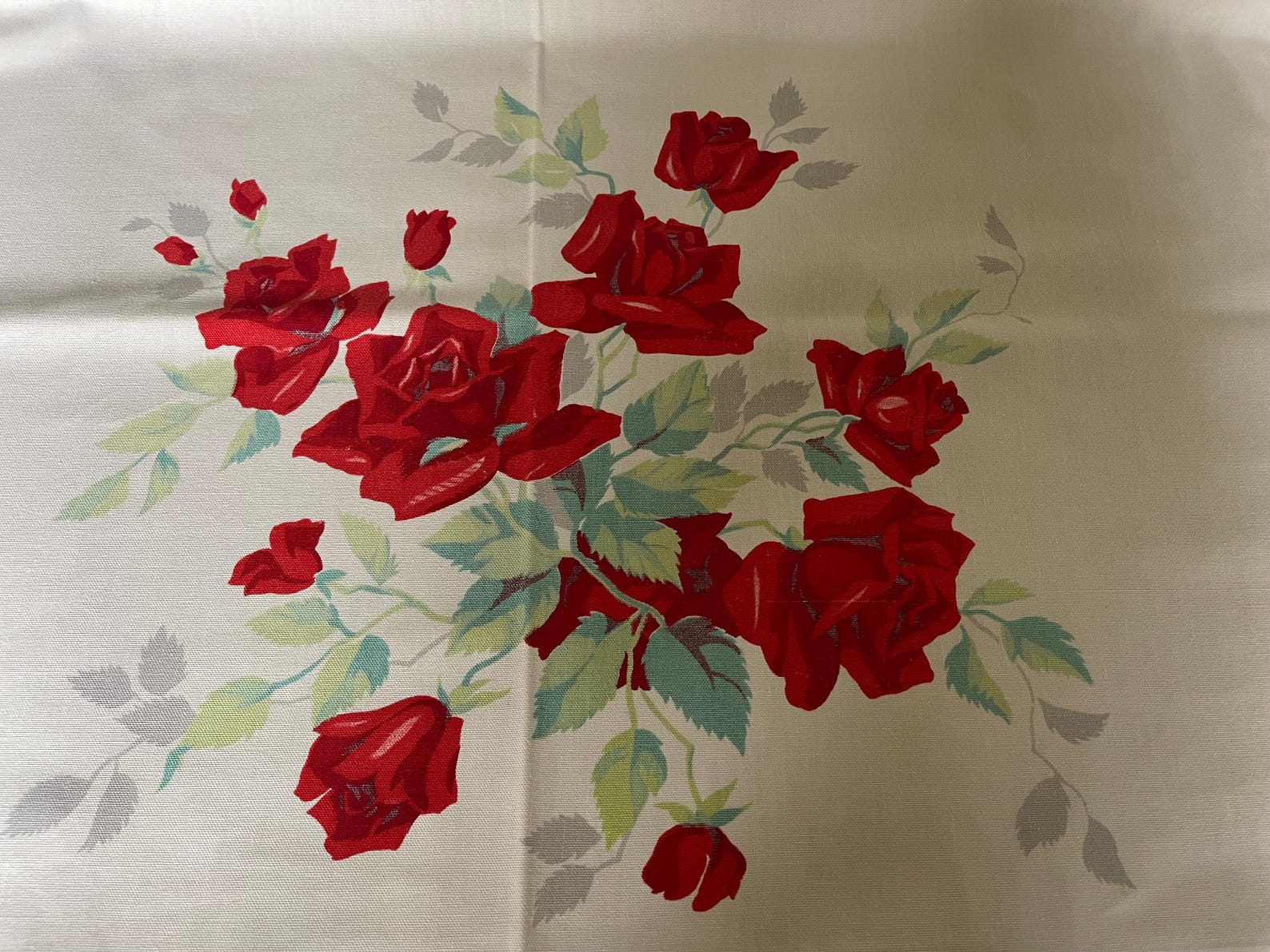 Vintage Tablecloth, Older 1940s, Wilendur Red Royal Rose, Wilendure - Etsy