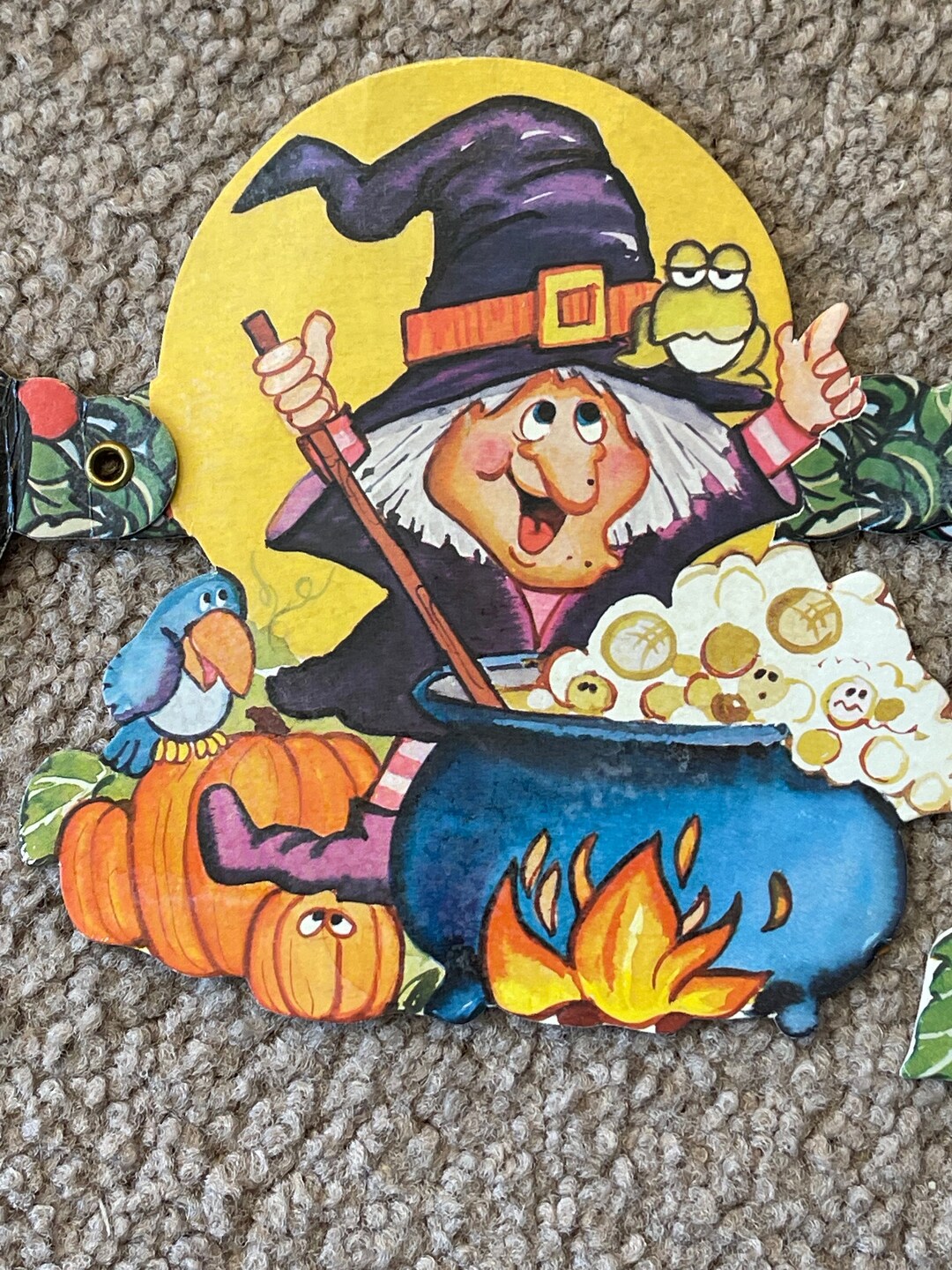 Vintage Halloween Banner: Black Cat, Witch, Pumpkins, Amscan (70" Long ...