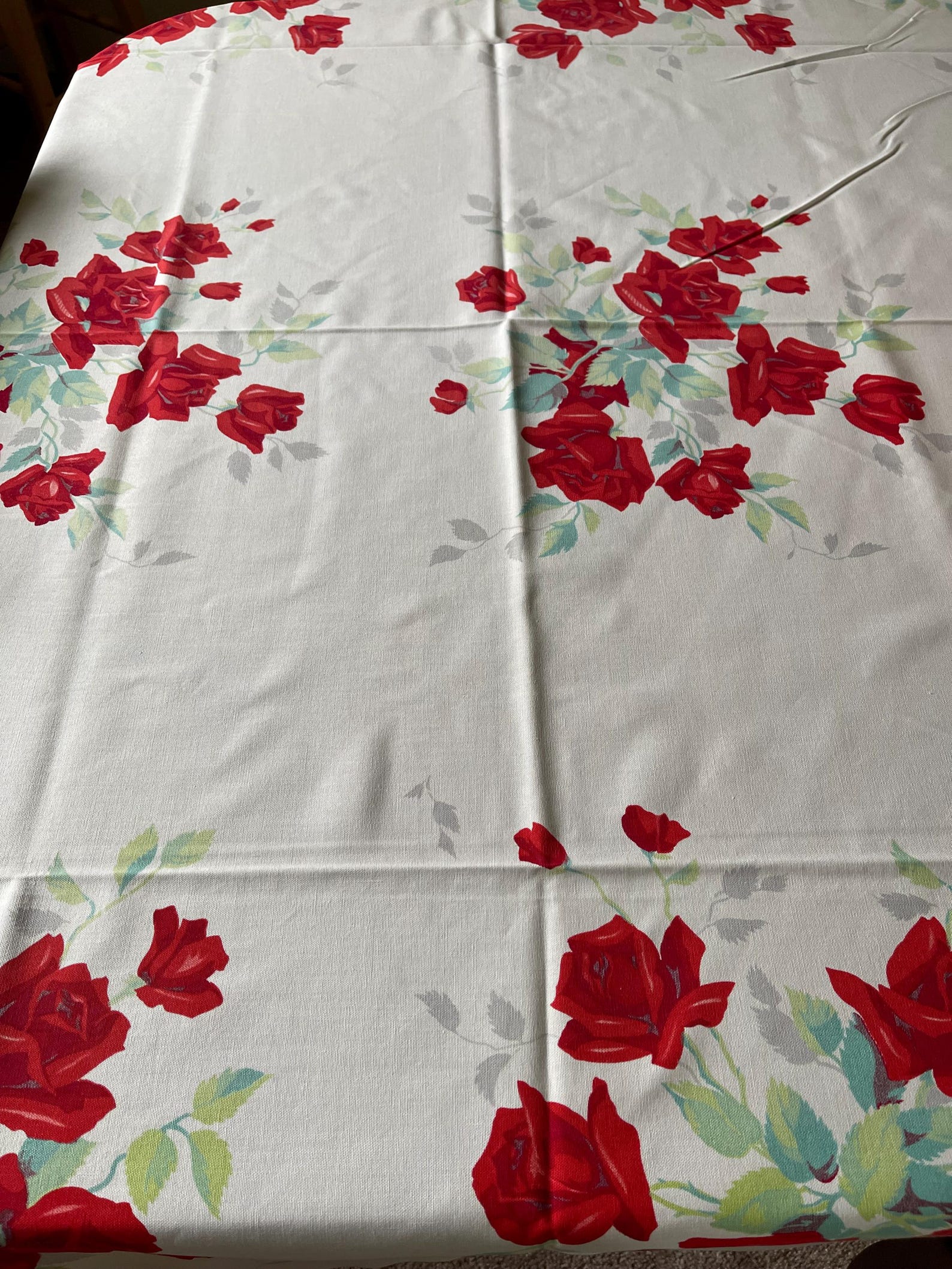 Vintage Tablecloth, Older 1940s, Wilendur Red Royal Rose, Wilendure - Etsy