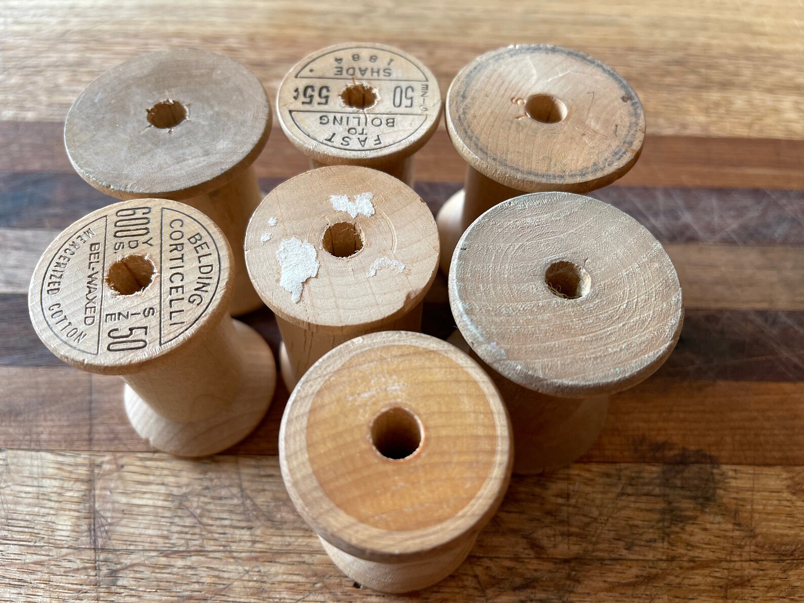 Empty Wood Sewing Thread Spools Sorted by Size and Style | Etsy