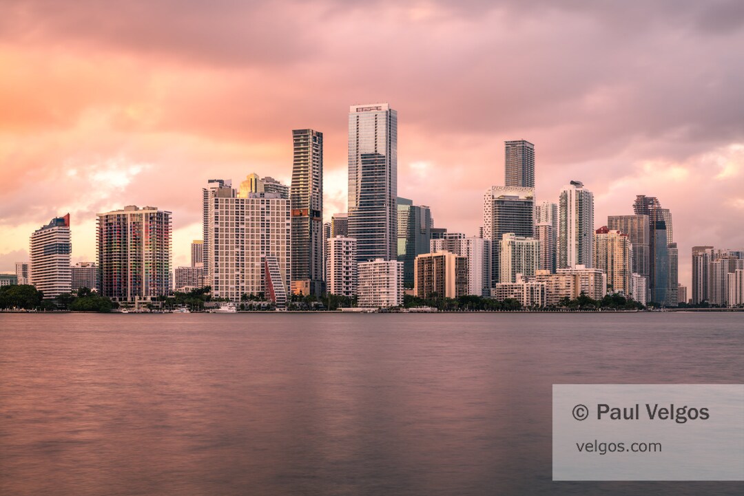 Miami Skyline Poster: Florida Home Decor, City at Night Print, Downtown ...