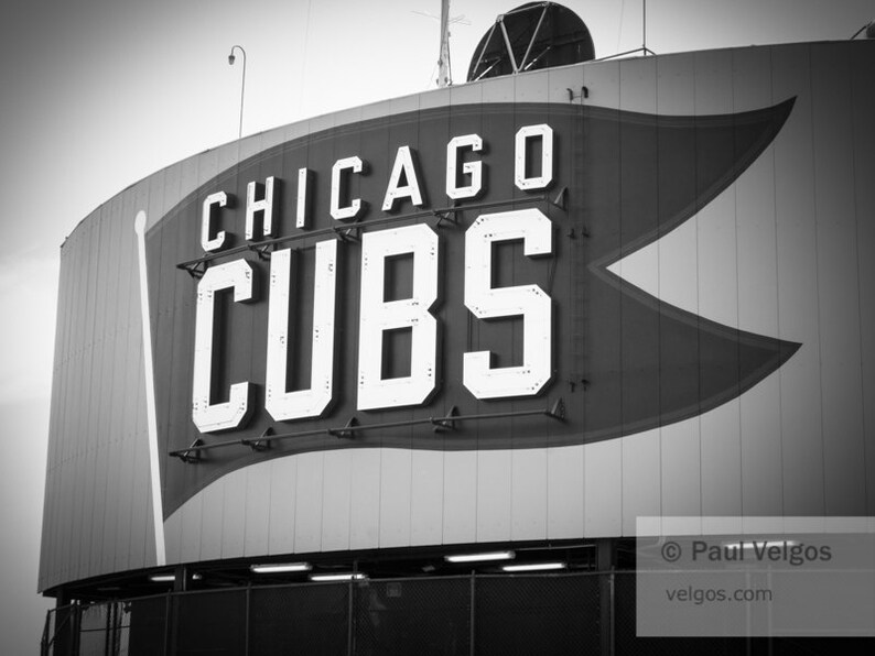 Chicago Cubs Sign Print Wrigley Field Print Retro Decor - Etsy