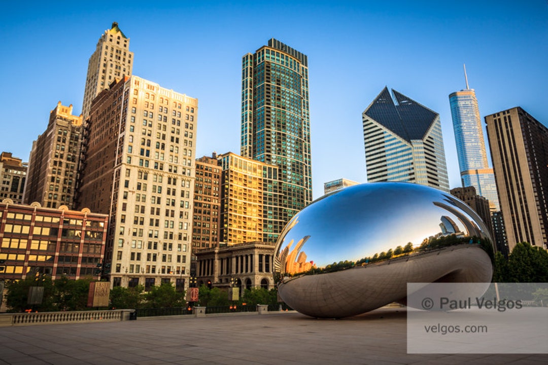 Chicago Skyline Art: Chicago Bean Print, Chicago Skyline Wall Art ...