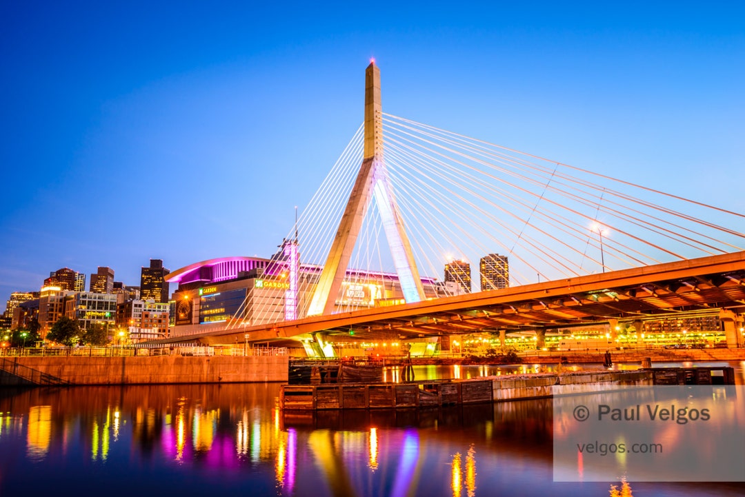 Boston Bridge Print: Zakim Bridge Poster, Boston Canvas Decor, Bunker ...
