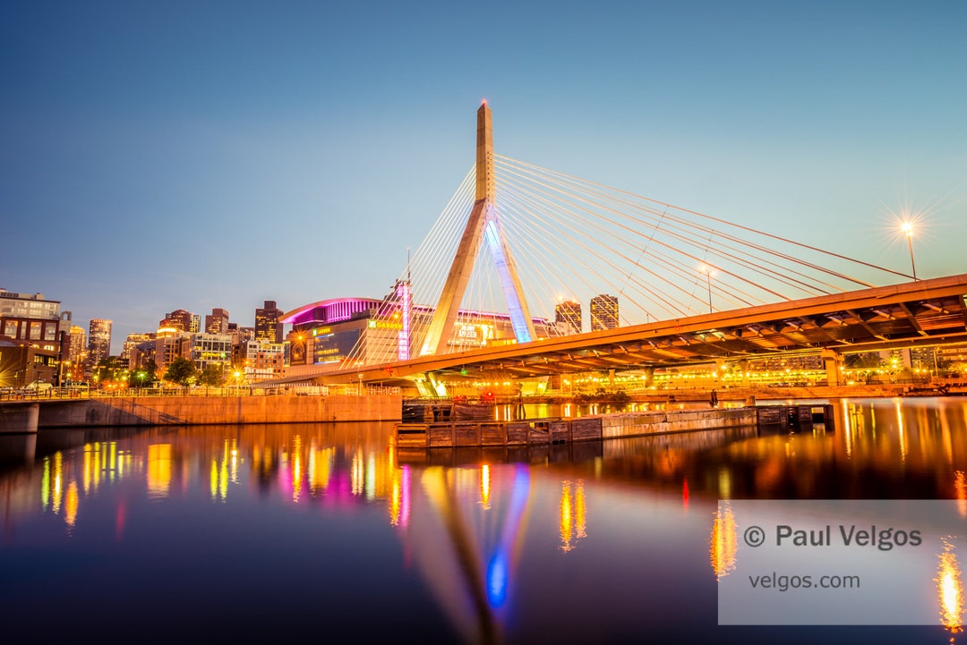 Zakim Bridge Poster: Boston Bridge Print, Bunker Hill Bridge, Boston ...