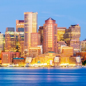 Boston City Skyline Wall Art: Massachusetts Gift, Boston Harbor Print ...